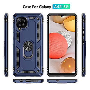 SKTGSLAMY Samsung A42 5G Case,Galaxy A42 5G Case,with Screen Protector,[Military Grade] 16ft. Drop Tested Cover with Magnetic Kickstand Car Mount Protective Case for Samsung Galaxy A42 5G, Blue