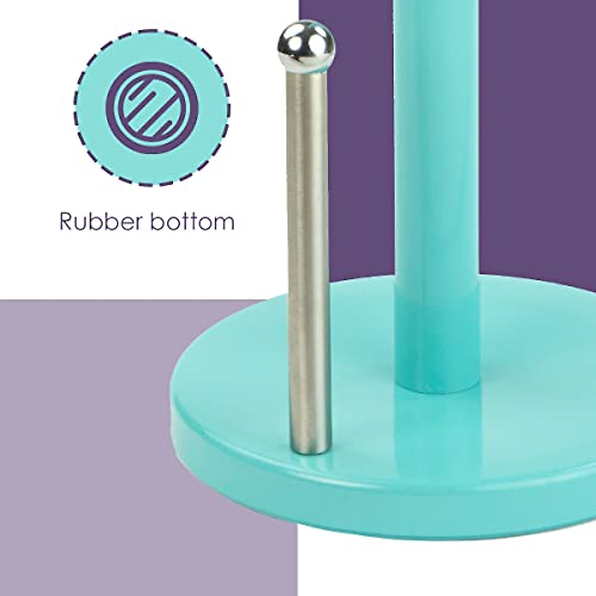 Steel Paper Towel Holder by Home Basics (Turquoise), Standing Paper Towel Roll Holder for Kitchen | Bathroom with Weighted Base and Tear Arm For Easy Operation | Countertop Paper Towels Holder