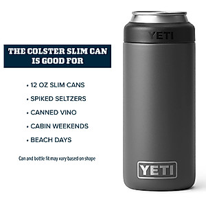 YETI Rambler 12 oz. Colster Slim Can Insulator for the Slim Hard Seltzer Cans, Charcoal (NO CAN INSERT)