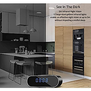 WOONZER Hidden Camera,Spy Camera HD 1080P WiFi Alarm Clock Camera with Night Vision/Motion Detection/Loop Recording Wireless Security Camera,Monitor Video Recorder Nanny Cam