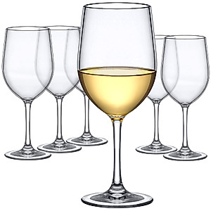 Amazing Abby - Clara - 12-Ounce Unbreakable Tritan Wine Glasses (Set of 6), Plastic Wine Glasses, Reusable, BPA-Free, Dishwasher-Safe, Perfect for Poolside, Outdoors, Camping, and More