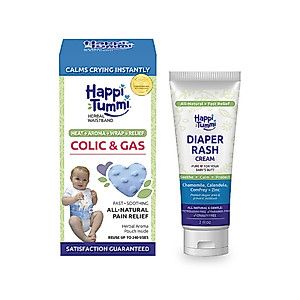 Happi Tummi Natural Colic Relief Blue Belly Band with Natural and Organic Diaper Rash Cream