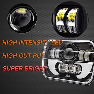 AMUNIESUN 120W Rectangle 7x6 5x7 Inch Headlights 6052 6054 H5054 H6054 Headlight DRL Hi/Low Sealed Beam H4 Plug Compatible With GMC Ford Chevy Chevrolet Cargo Van Express Nissan
