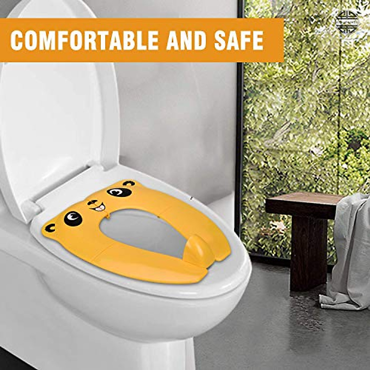 Travel Potties,Toddler Potty Seat Cover Travel Portable Potty Seat for Kids Non-Slip Foldable Toilet Seat Pad with Carry Bag & Splash Guard Yellow