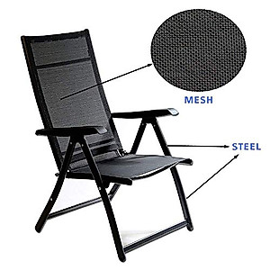 NueMedics Heavy Duty Adjustable for 7 Different Angles Folding Arm Chair Indoor Outdoor Garden Deck Pool Camping Beach (400 Lbs Capacity) (2)