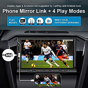 Double Din Car Stereo with CarPlay Android Auto 7 Inch HD Touchscreen Bluetooth Double Din Car Radio with Backup Camera, AM/FM Car Radio Receiver, USB/SD Port, A/V Input, Mirror Link