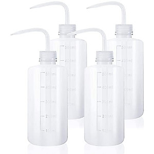 Oubest 4pcs Squeeze Bottles 500ml 16oz Wash Bottle Ldpe Plastic Squirt Water Bottle for Medical Label Tattoo Lash Water Succulent Watering Irrigation -White