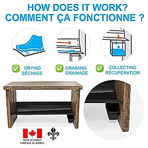 RAKABOT Bench with Unique Water Collecting Shoe Rack 33.5 Inches Metal Shelf Stores Up to 4 Pairs of Shoes