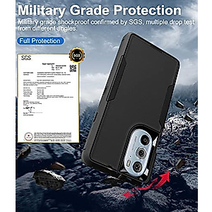 Dahkoiz for Motorola Edge Plus(2022) Case, Moto Edge Plus 5G UW 2022 Case with Dust-Proof Cap, Full Body Protection Silicone Rubber Cover Phone Case for Motorola Edge Plus(2022), Black