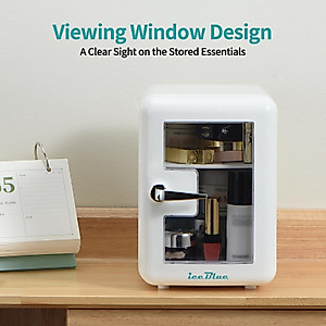 Iceblue Skincare Fridge with Viewing Window, 4L Compact Small Fridge for Bedroom, Car, Office & Dorm, 4A Cooling Core, Mini skincare fridge for Beauty Essentials & Beverages(White)