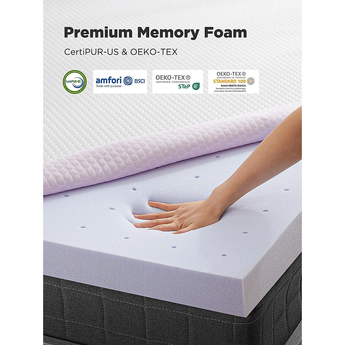 PERLECARE 3 Inch Gel Memory Foam Mattress Topper for Pressure Relief, Premium Soft Cooling Sleep, Non-Slip Design with Removable & Washable Cover, CertiPUR-US Certified - Twin XL