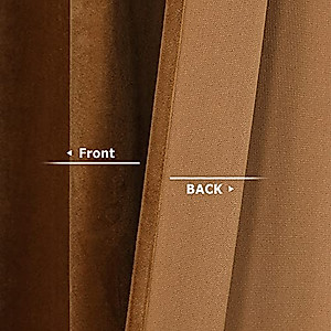 Benedeco Gold Brown Velvet Curtains for Bedroom Window with Back Tab, Super Soft Vintage Luxury Heavy Drapes, Room Darkening Thermal Insulated Curtain for Living Room, W52 by L84 inches, 2 Panels