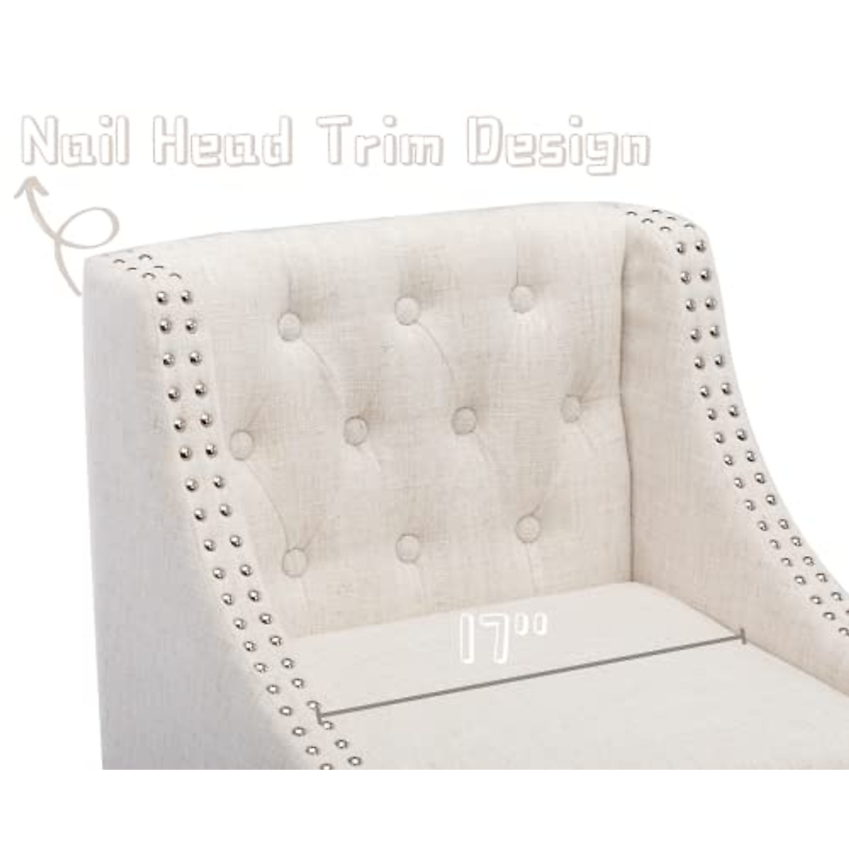 CIMOTA Counter Height Bar Stools Set of 2 Tufted Farmhouse Bar Chairs with Back Upholstered Mid Century Barstools with Wood Legs Kitchen Island Counter Stools for Home Bar, 25 Inch/Linen Beige