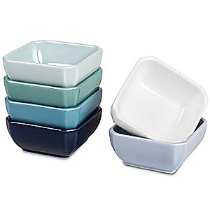 DELLING 3 Oz Ceramic Dip/Dipping Bowls Set - Dipping Soy Sauce Bowl/Dishes Small Sauce Bowls Cups for Sushi Tomato Sauce, Soy, BBQ-Chip and Serving Bowl Set - Set of 6,Colorful