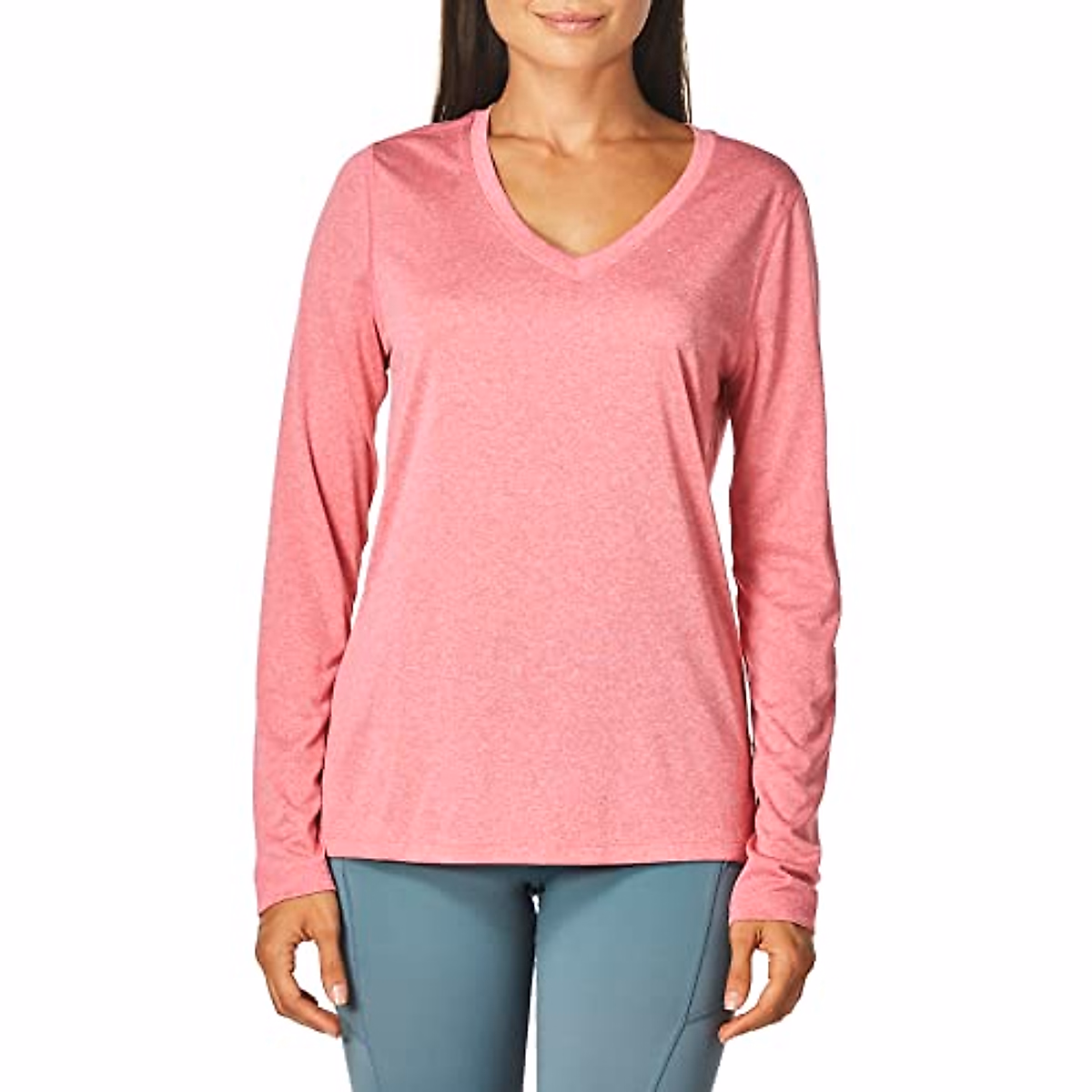 Hanes Women’s Cooldri Performance Long Sleeve V-neck Tee