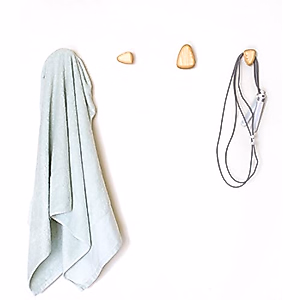 Cosymple Pebble Wood Wall Hooks, Coat Hooks for Wall Mounted, Modern Decorative Hooks Made by Wood in Boho Stytle