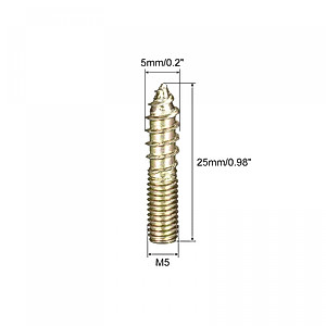 uxcell M5x25mm Hanger Bolts, 12pcs Double Ended Thread Dowel Screws for Wood Furniture