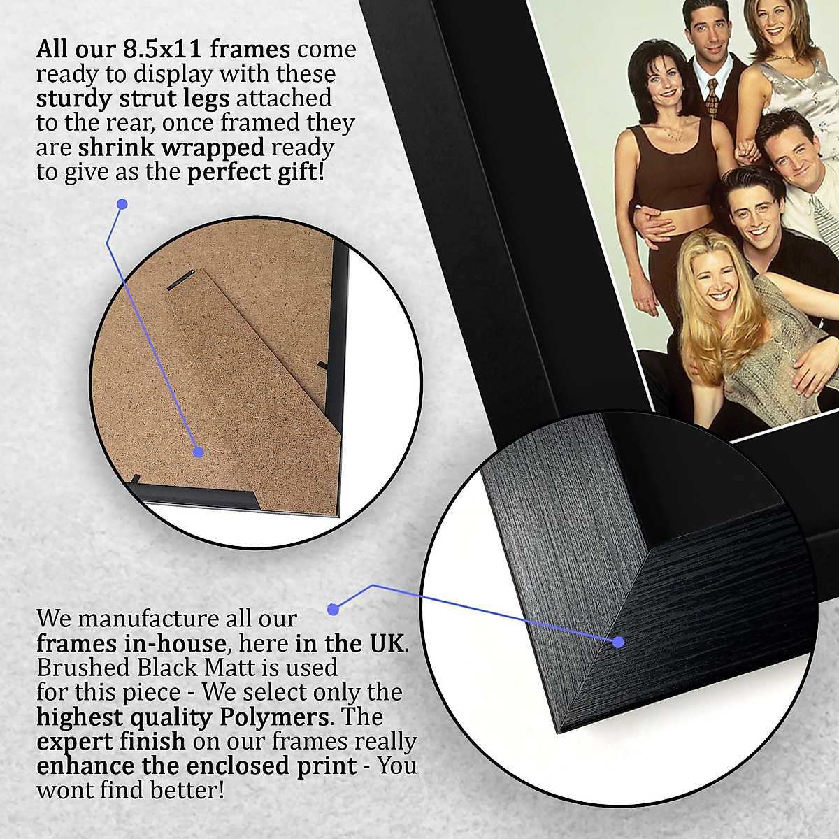 HWC Trading Friends Gifts USL Framed Printed Signed Autograph Picture for TV Show Fans - US Letter Size