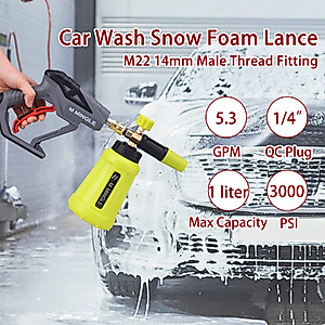 M MINGLE High Pressure Washer Gun Snow Foam Lance with Pressure Washer Hose