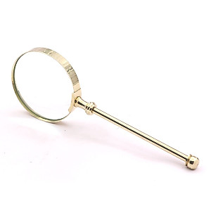 RII Magnifying Glass with Solid Brass Handle, Handheld Magnifying Glass Lens, Antique Magnifier, Reading, Inspection, Coin & Stamp, Astrologer, Low Sight Elderly Collectible Décor Gift
