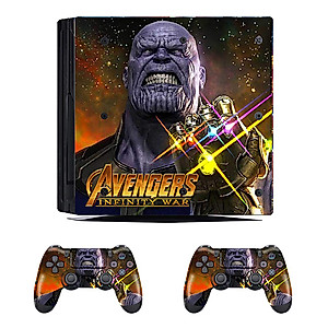 PS4 Pro Skins - Decals for PS4 Controller Playstation 4 Pro - Stickers Cover for PS4 Pro Controller Sony Playstation Four Pro Accessories with Dualshock 4 Two Controllers Skin - Thanos