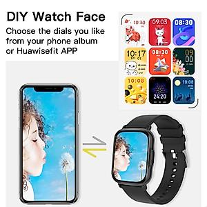 Bemtava Smart Watch, Smartwatch for iPhone Android Phones with Call Message Reminder, 1.7 inch DIY Watch Face Fitness Tracker with Heart Rate/Sleep Monitor, GPS Sports Tracking for Women Men Kids