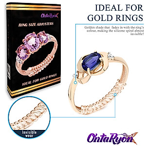 OntaRyon Ring Size Adjuster – Rubber Tightener for Gold Rings – Silicone Guards for Loose Rings – 4 Sizes Jewellery Spacers – Gold Resizer for Men and Women – 8 Spirals – Comfortable Wear