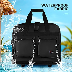 New York XPress 30" 36" 40" Rolling Wheeled Duffel Bag Spinner Luggage Expandable (Black, 36")