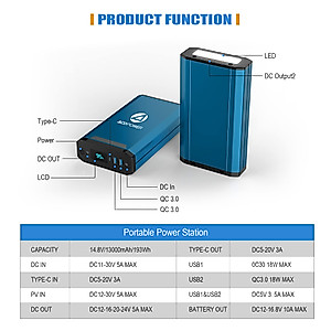 ACOPOWER 193Wh 52000mA Battery, Multi-Function Power Bank for LiONCooler Pro Solar Fridge Freezer P30/40/50, Build in an LED Flashlight (X230 Battery)