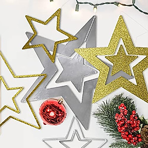 Glitter Circle Dot Garland Star Cutouts Decoration Ceiling Decorations Hanging Streamer Backdrop Banner for for Bulletin Board Classroom Wall Party Decoration Supply (Gold, Silver)