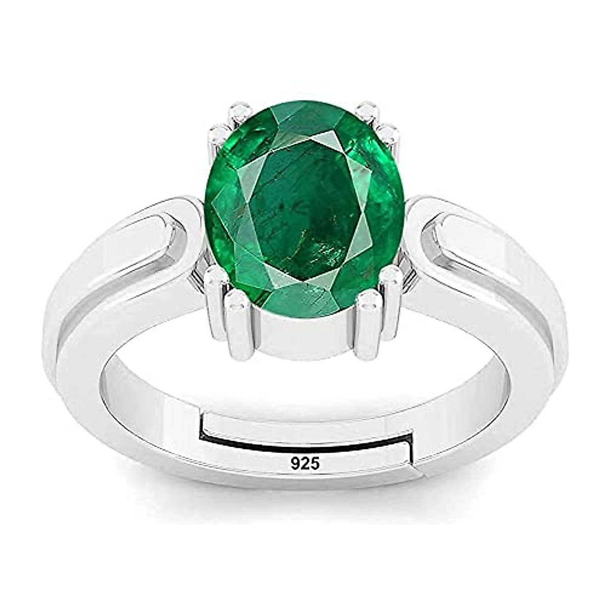 LMDPRAJAPATIS Natural Certified Genuine Unheated Untreated Original Green Emerald 4.25 Carat Panchdattu Ring Silver Plated Ring for Men & Women's