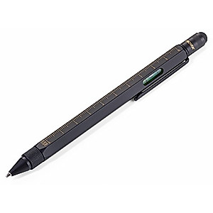 Troika CONSTRUCTION Multitasking Ballpoint Pen - PIP20/BG - Black/Gold - Centimetre and Inch Ruler - 1:20 m and 1:50 m Scale - Spirit Level - Slotted and Phillips Screwdriver - Stylus