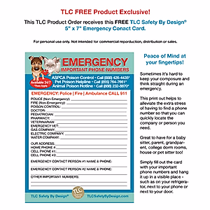 TLC Safety By Design Enhanced Toxic Foods Fridge Magnet for Pets Dogs Cats Emergency Informative Poison Veterinarian Approved Refrigerator Safety 5.5” x 8.5” (Qty. 1)