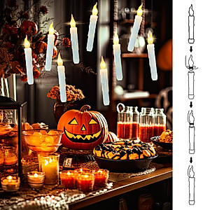 FTUREERA 20pcs Electric Floating Candles with Magic Wand, Remote, Flickering Warm & White Light Battery Candles, Window Candle, Birthday Party, Easter Gifts