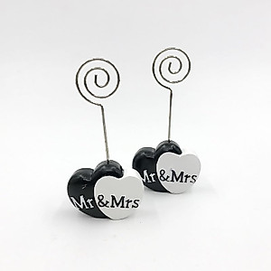 10 Piece MR & MRS Table Card Set, Table Numbers, Photo Holders, Party Favors, Wedding Decorations (Black and White)