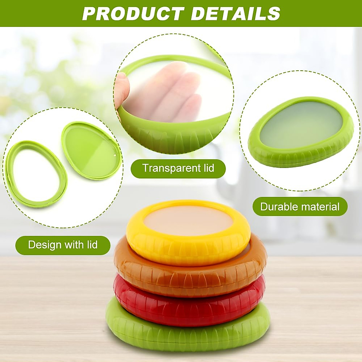 JIANWEI Avocado Storage Container-4pcs Fruit and Vegetable Storage Containers, Reusable Refrigerator Lemon Keeper Onion Storage Containers With Lid Easy To Clean For Apples, Tomato(4)