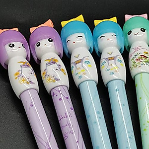 Baby bells Cartoon Small Fresh Japanese Doll colored gel pens, writing 0.38mm black ink roll pen (12PCS)