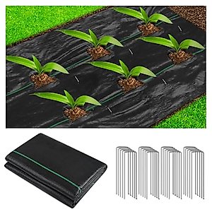 Duerer 4ftx100ft Weed Barrier Landscape Fabric Heavy Duty 3.2oz Woven Weed Control Block Ground Cover Mat for Yards, Patios, Garden Bed, Commercial Landscaping, Pathways with 30pcs U-Shaped Stakes