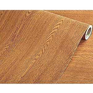Yija Brown Winged Wood Grain Waterproof Self Adhesive Shelf Liner Dresser Drawer Cabinet Sticker 15.6inch by 79inch