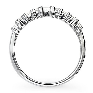 BERRICLE Sterling Silver Art Deco Wedding Rings Cubic Zirconia CZ Anniversary Half Eternity Ring for Women, Rhodium Plated Size 8