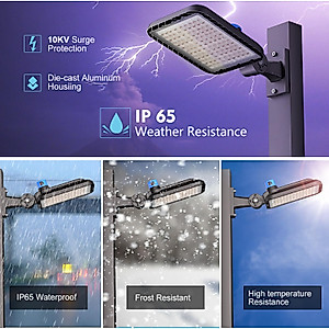 240W(240x1W) LED Parking Lot Lights 36000Lm 5000K Adjustable Arm Mount LED Pole Lights Outdoor with Dusk to Dawn for Outdoor Parking Lot-4Pack (Coverage: 66~88Ft at Height:30~40Ft)