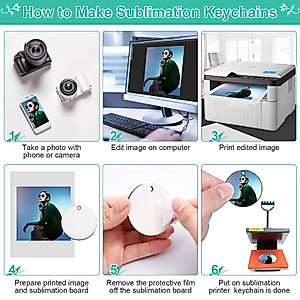 120Pcs Sublimation Keychain Blanks Bulk, DIY MDF Blanks Keychain with Keyrings, 4 Shape Sublimation Blank Keychain, Double-Sided Printed Heat Transfer Keychain