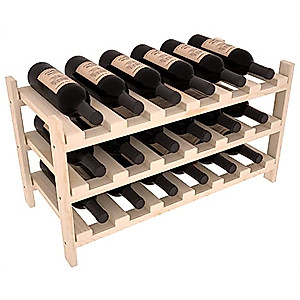 Wine Racks America Living Series Stackable Wine Rack - Durable and Modular Wine Storage System, Pine Unstained - Holds 18 Bottles