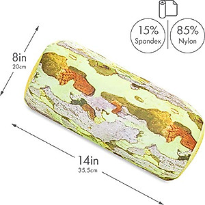 PILLOWY Microbead Log Roll Pillow - Bolster Tube Pillow Cushion Perfect Therapy Pillow - Airy Squishy Soft Bead Bag Bed Room Decoration, Neck Pillow Back Head Body Support, 14" X 8", Forest