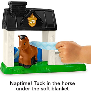 Fisher-Price Little People Toddler Toy Horse Stable Playset with Lights Sounds & Figure for Preschool Pretend Play Kids Ages 1+ Years