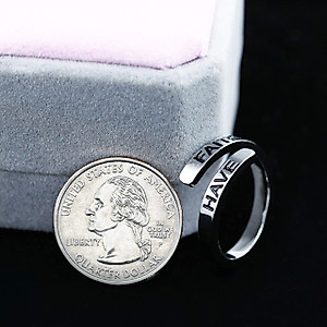 Uloveido Stainless Steel Have Faith Mantra Inspirational Wedding Band Ring Religious Jewelry Gifts for Best Friend Y779 (silver, 9)