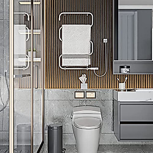 DAILYLIFE Towel Warmer Rack Stainless Steel, Wall Mount & Free Standing, Bended Heated Towel Rack, Drying Rack for Bathroom Space Saving 50W Mirror Polished