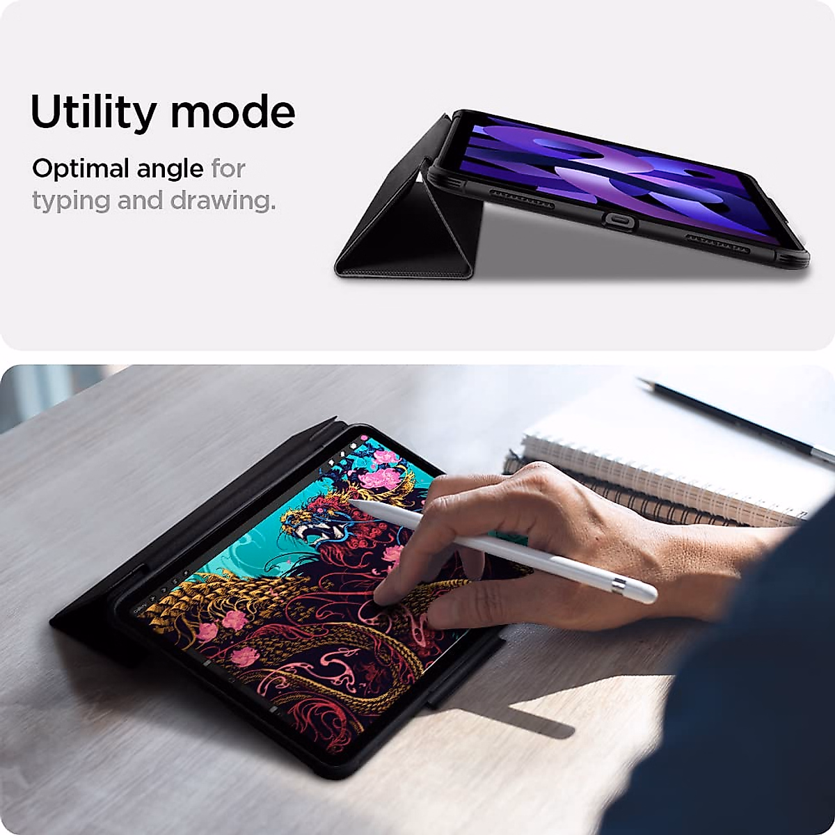 Spigen Rugged Armor Pro Case Compatible with iPad Air 6th M2 (2024) / 5th (2022) / 4th Generation (2020) 11 Inch and 10.9 Inch Case - Black