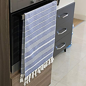 4 Pack Turkish Hand Towels for Bathroom - 100% Cotton Decorative Towels for Bathroom and Kitchen - Hand Towel Set of 4-18 x 40 inch (Navy Blue)