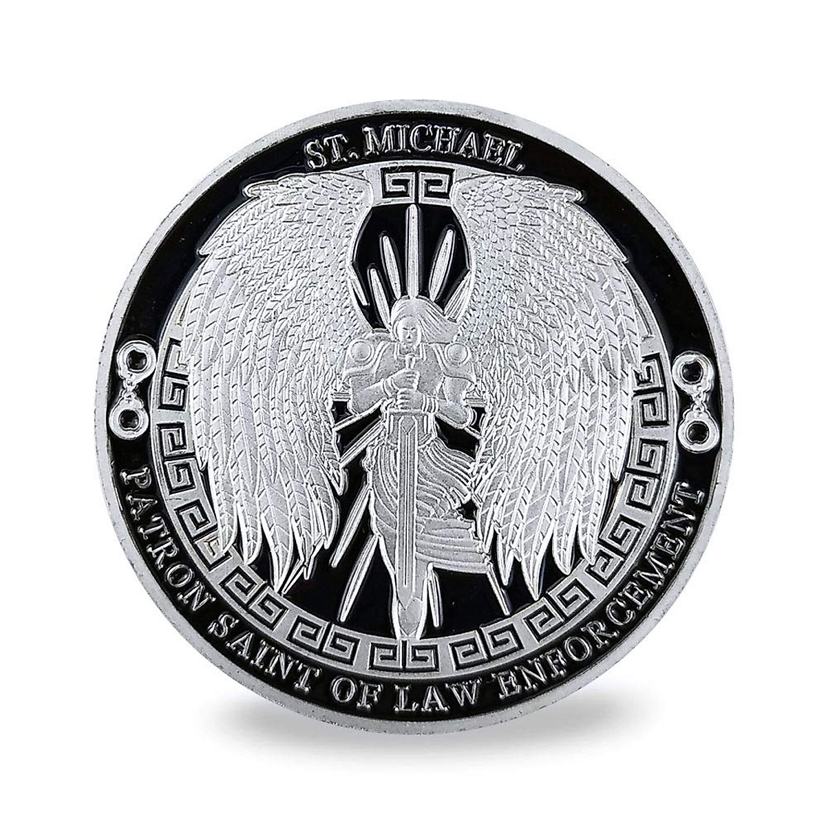 Saint Michael Law Enforcement Challenge Coin Thin Blue Line Police Officer Prayer